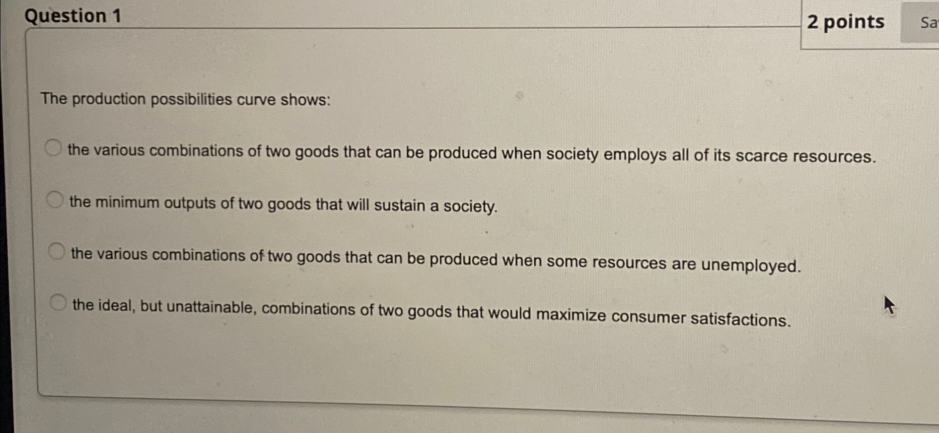 Solved Question 12 ﻿pointsThe production possibilities curve | Chegg.com
