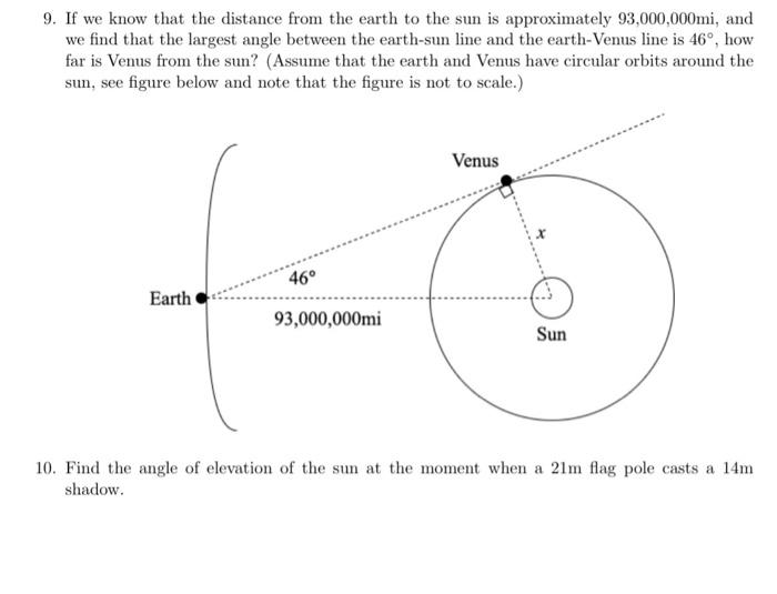 Solved 9. If we know that the distance from the earth to the | Chegg.com