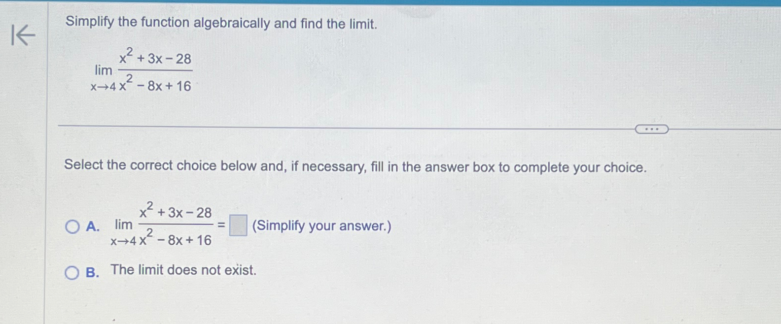 Solved Simplify the function algebraically and find the | Chegg.com