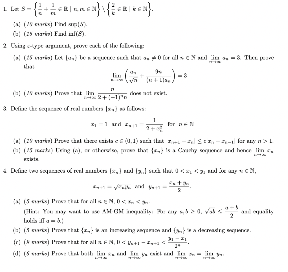 Solved Mathematical Analysis. Please, may you answer these | Chegg.com