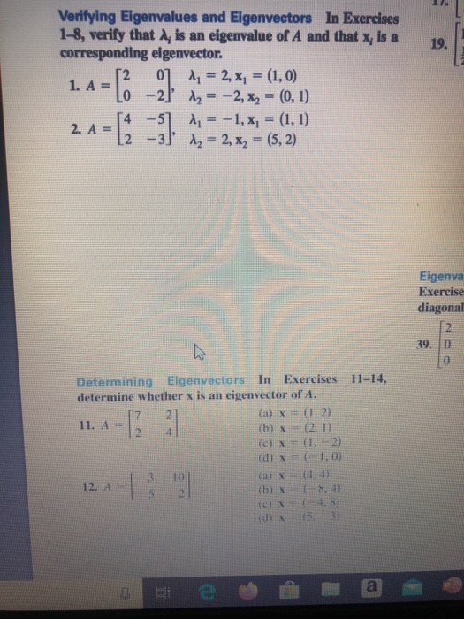 Solved Verifying Eigenvalues and Eigenvectors In Exercises | Chegg.com