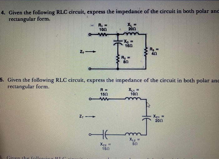 Solved 4. Given the following RLC circuit, express the | Chegg.com
