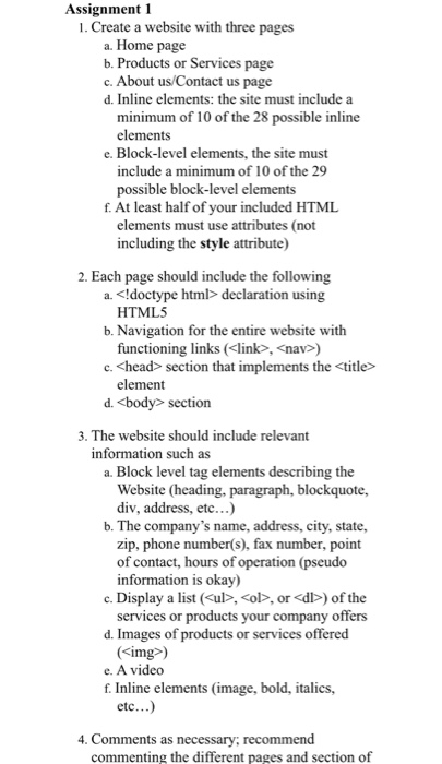 (Solved) : Assignment 1 1 Create Website Three Pages Home Page B ...