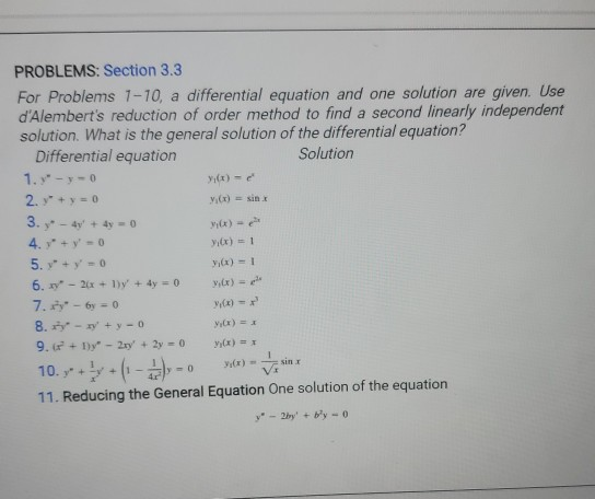 Solved PROBLEMS: Section 3.3 For Problems 1-10, a | Chegg.com