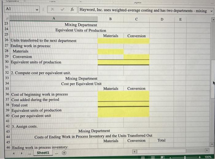 Solved Hayword, Inc, uses weighted-average costing and has | Chegg.com