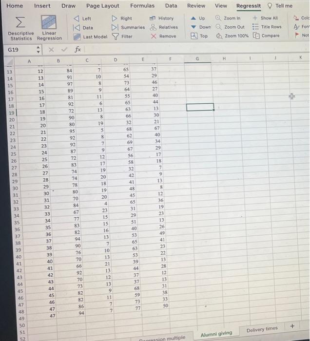 Home Insert Draw Page Layout Formulas Data Review | Chegg.com