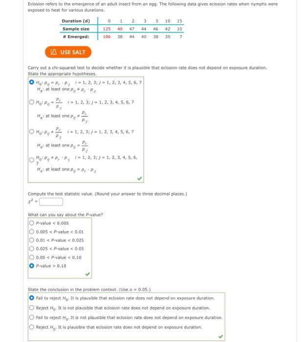 Solved Eclosion refers to the emergence of an adult insect | Chegg.com