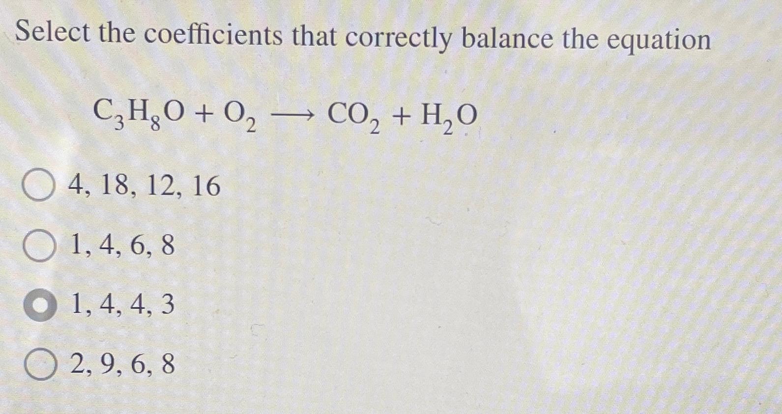 Solved Select the coefficients that correctly balance the | Chegg.com