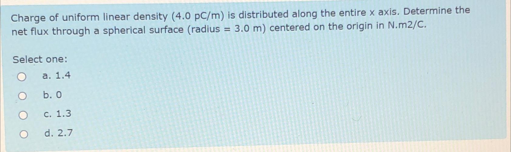 Solved Charge of uniform linear density (4.0pCm) ﻿is | Chegg.com