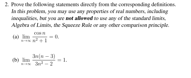 Solved 2. Prove the following statements directly from the | Chegg.com