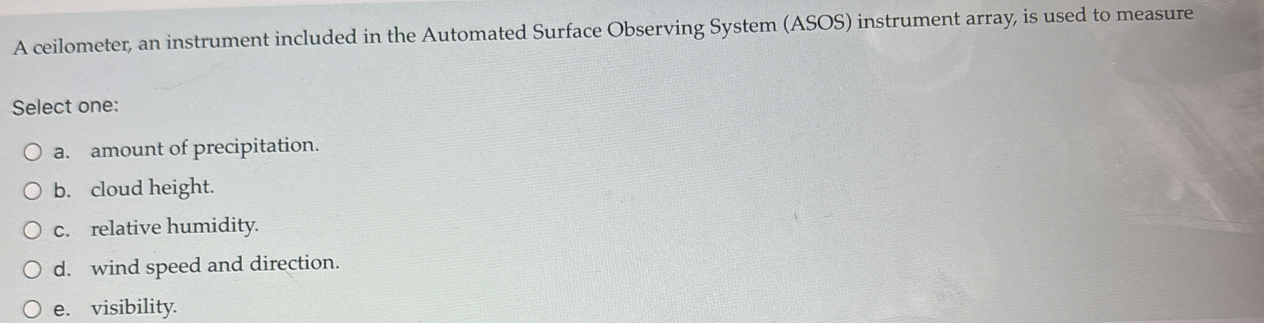 Solved A ceilometer, an instrument included in the Automated | Chegg.com