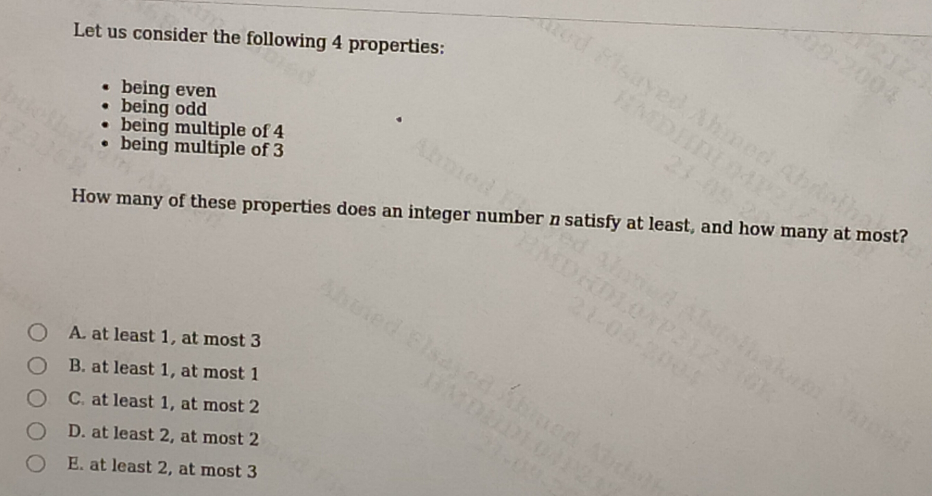 Solved Let us consider the following 4 ﻿properties:being | Chegg.com