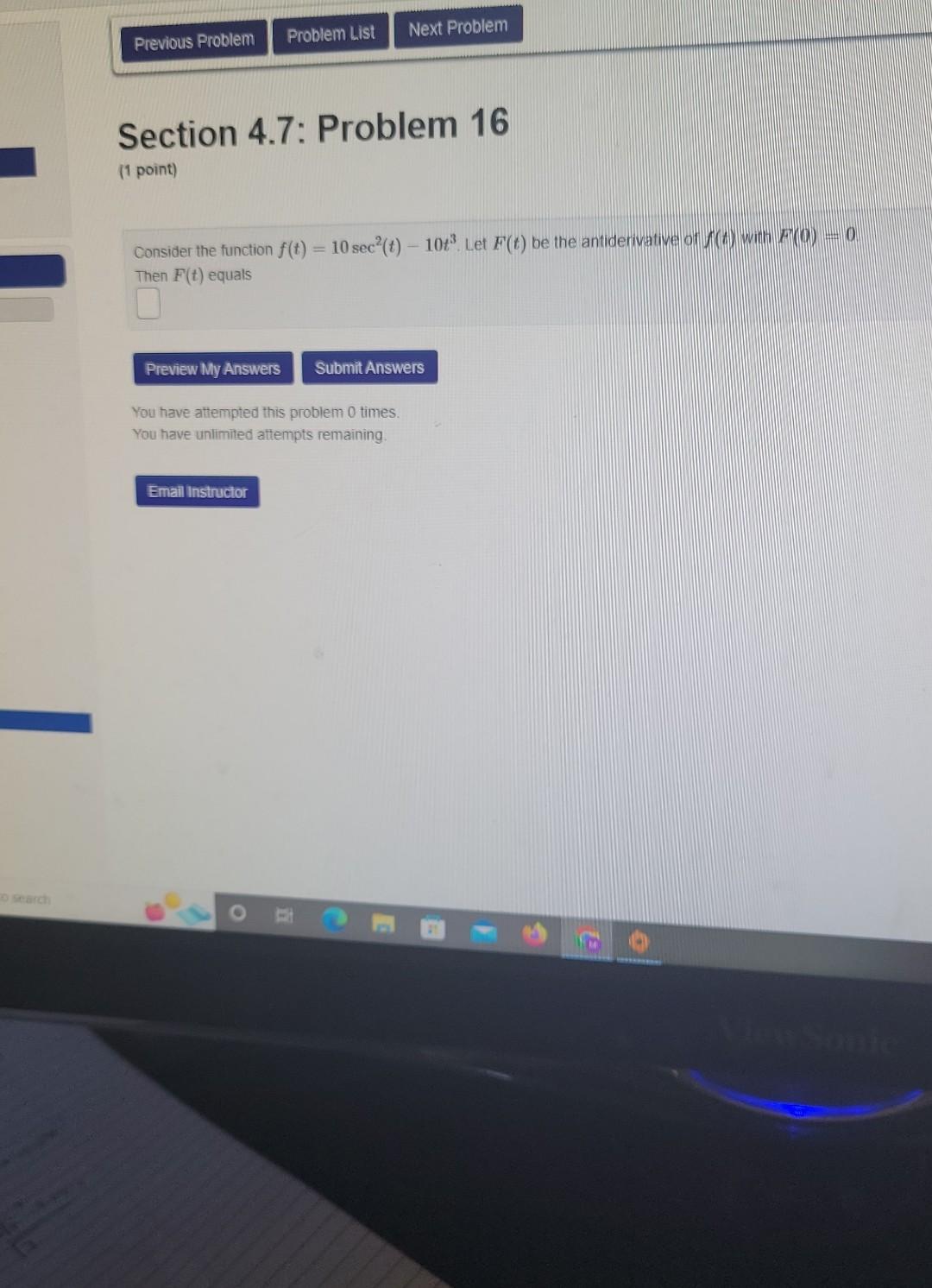 Solved Consider the function f(t)=10sec2(t)−10t3. Let F(t) | Chegg.com