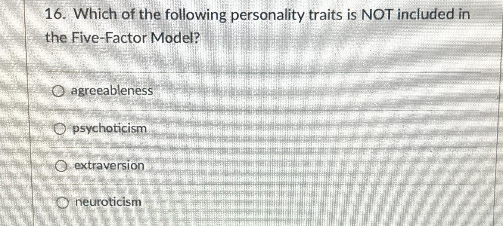 Solved Which of the following personality traits is NOT | Chegg.com