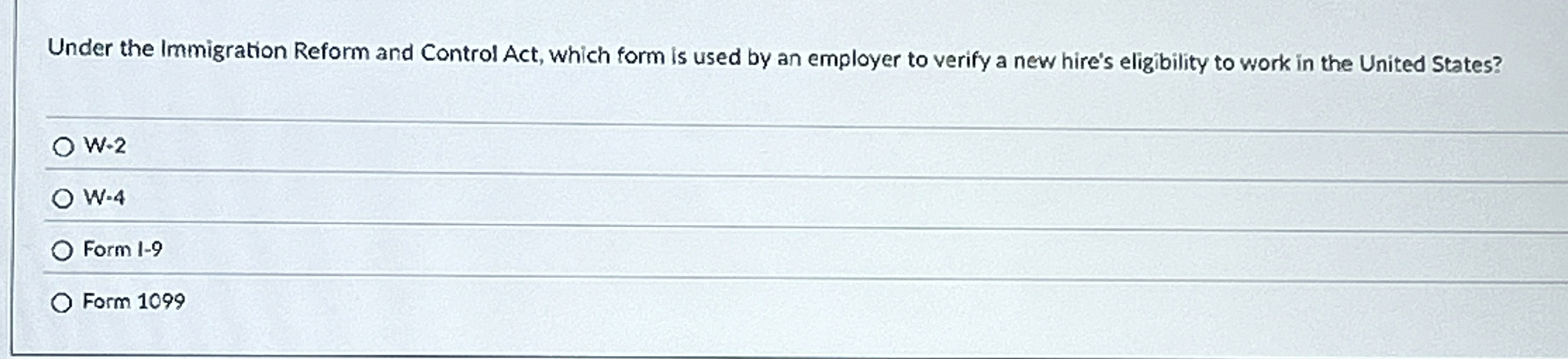 Solved Under the Immigration Reform and Control Act, which | Chegg.com