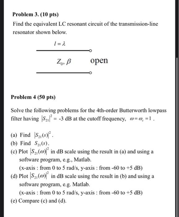 Problem 3. (10 pts) Find the equivalent LC resonant | Chegg.com