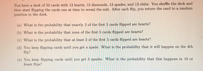 Solved You have a deck of 52 cards with 13 hearts, 13 | Chegg.com