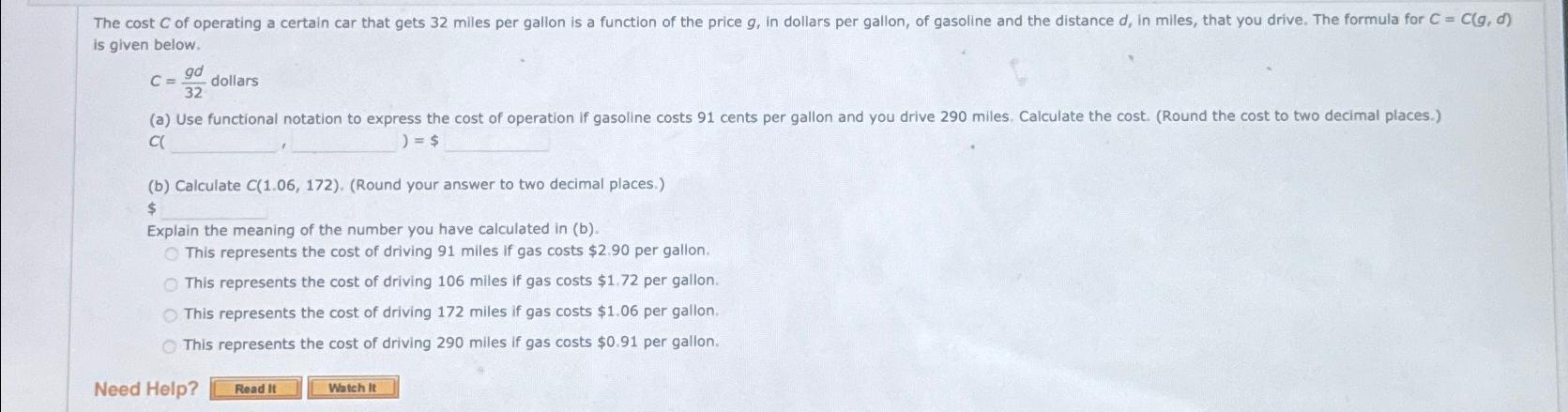 Solved C=gd32 ﻿dollars (a) ﻿Use functional notation to | Chegg.com