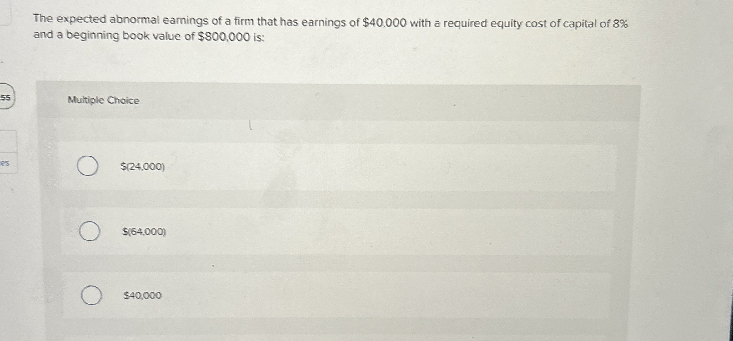Solved The expected abnormal earnings of a firm that has | Chegg.com