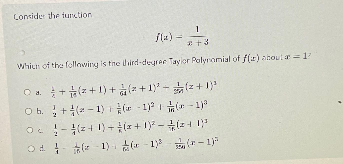 Solved Consider the functionf(x)=1x+3Which of the following | Chegg.com