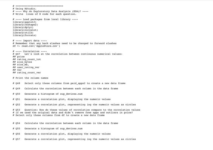 Solved Using RStudio. - Why do Exploratory Data Analysis | Chegg.com