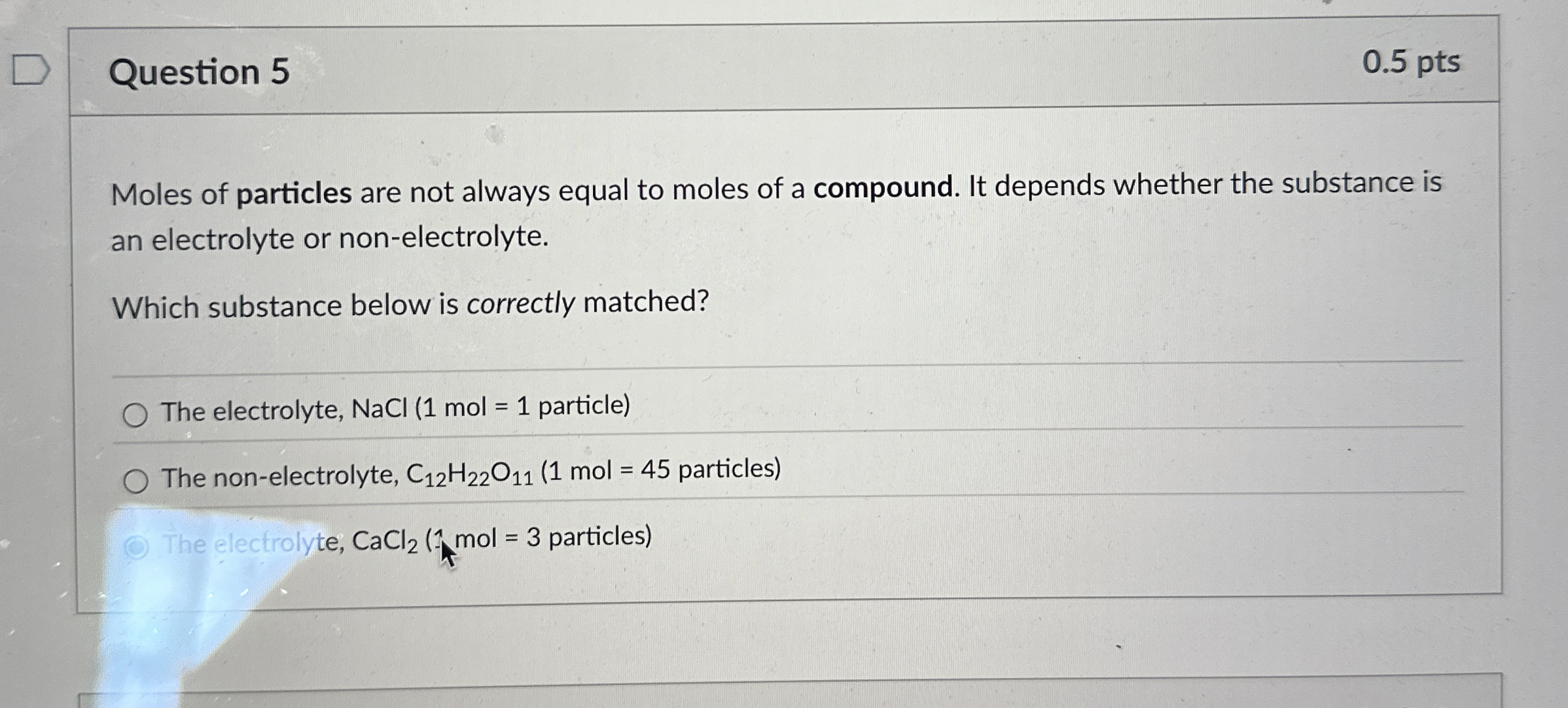 Solved Question 50.5 ﻿ptsMoles of particles are not always | Chegg.com