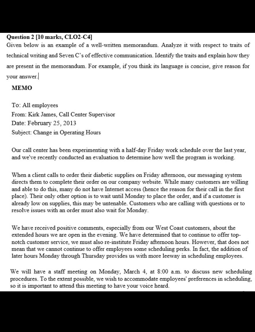 Question 2 [10 marks, CLO2-C4] Given below is an | Chegg.com