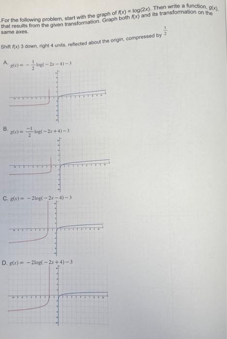 Solved For the following problem, start with the graph of | Chegg.com