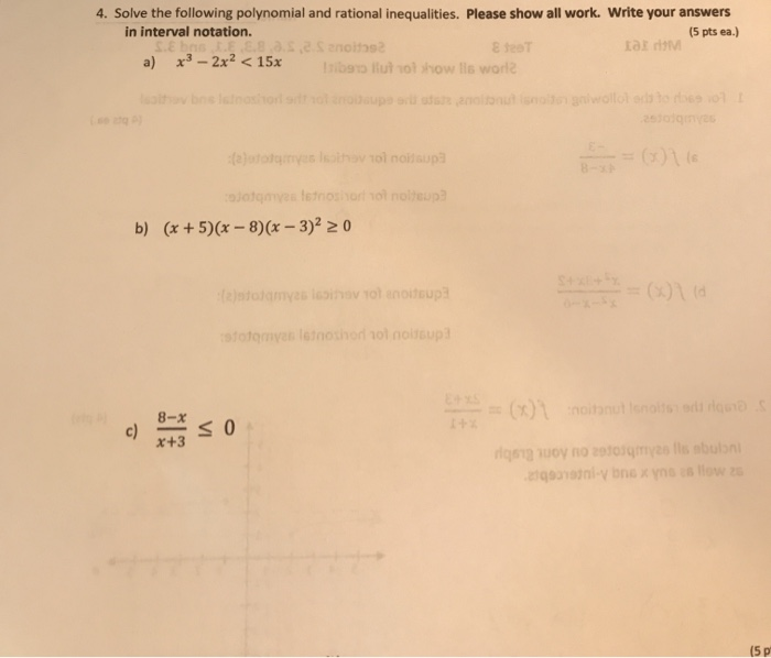 Solved 4. Solve the following polynomial and rational | Chegg.com Solved 4. Solve the following polynomial and rational | Chegg.com
