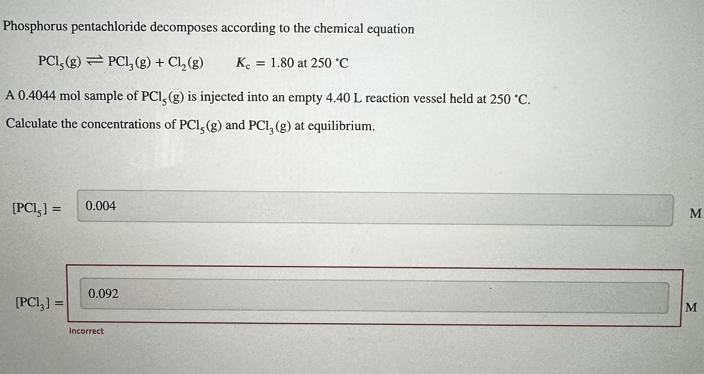 Solved Phosphorus pentachloride decomposes according to the | Chegg.com