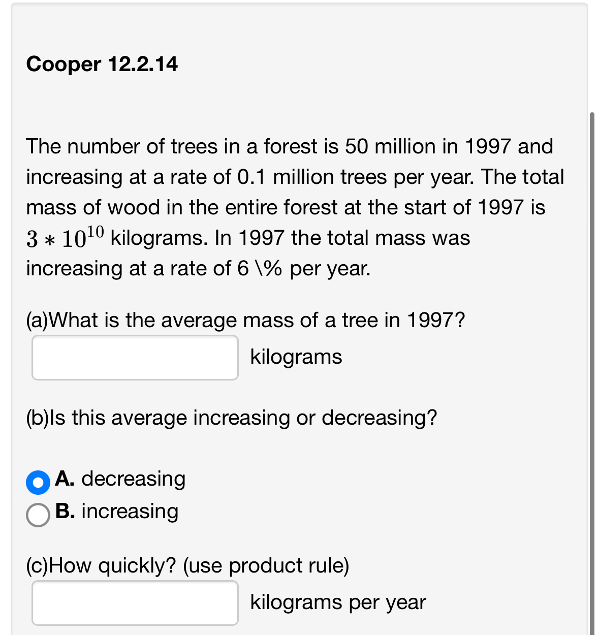 Solved Cooper 12.2.14The number of trees in a forest is 50 | Chegg.com