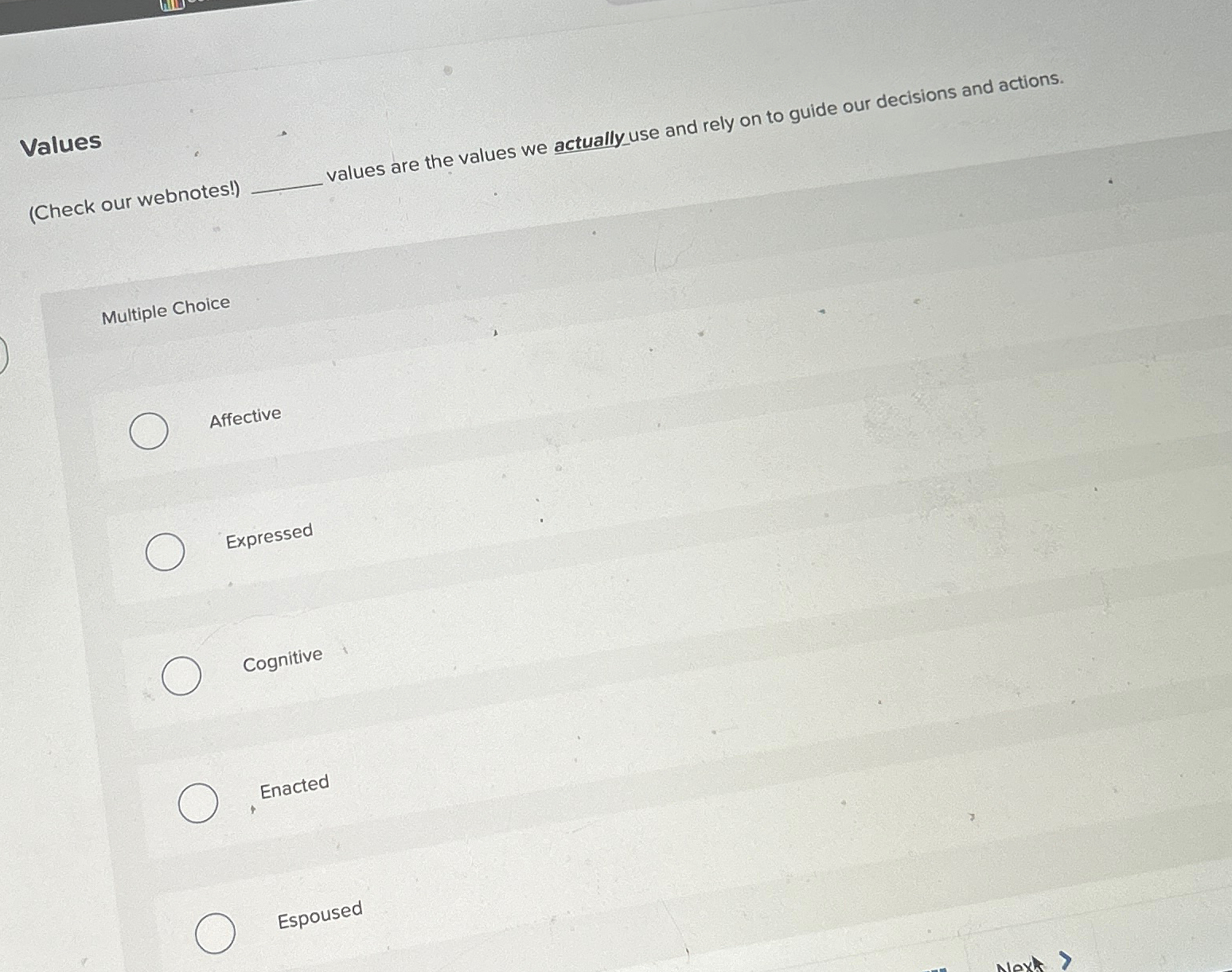 Solved Values(Check our webnotes!) ﻿values are the values we | Chegg.com