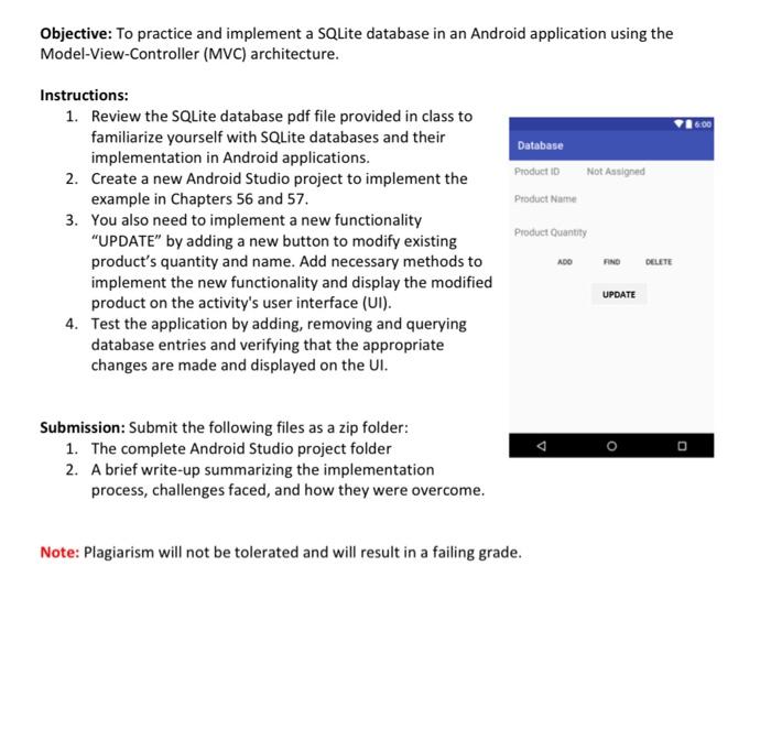 Solved Objective: To practice and implement a SQLite | Chegg.com
