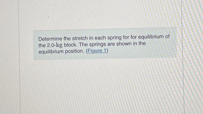 Solved Determine the stretch in each spring for for | Chegg.com
