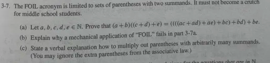 Solved 3-7. ﻿The FOIL acronym is limited to sets of | Chegg.com