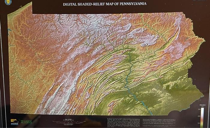 Solved DIGITAL SHADED-RELIEF MAP OF PENNSYLVANIA ISA EUSGS | Chegg.com