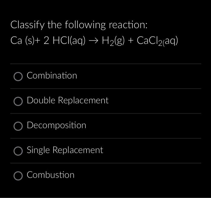 Solved CaCl2(aq)+2KF(aq)→CaF2( s)+2KCl(aq) Decomposition | Chegg.com