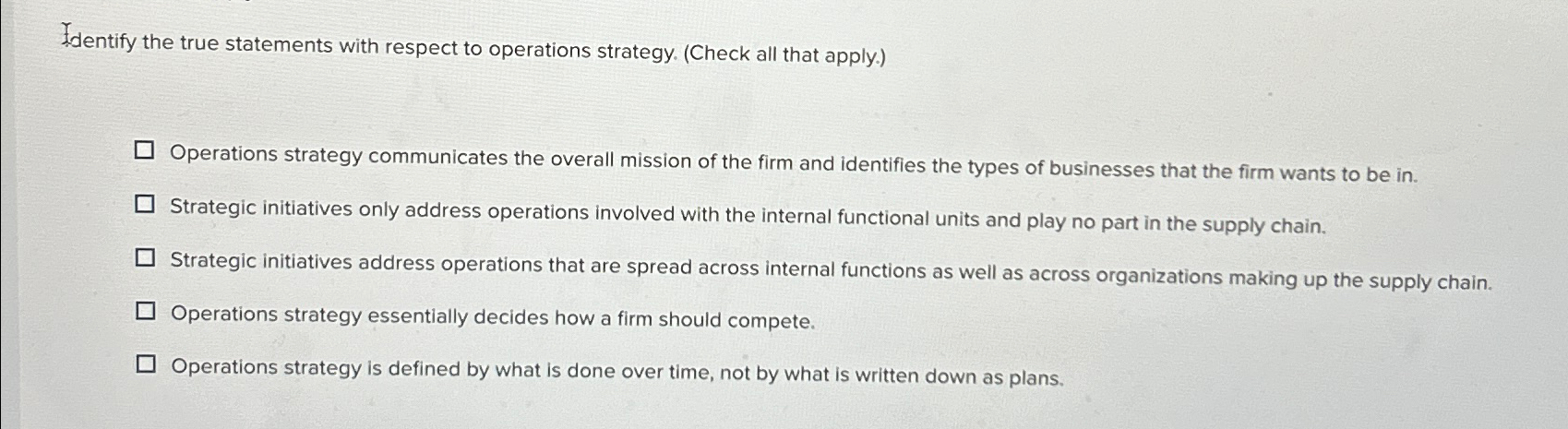 Solved Identify the true statements with respect to | Chegg.com