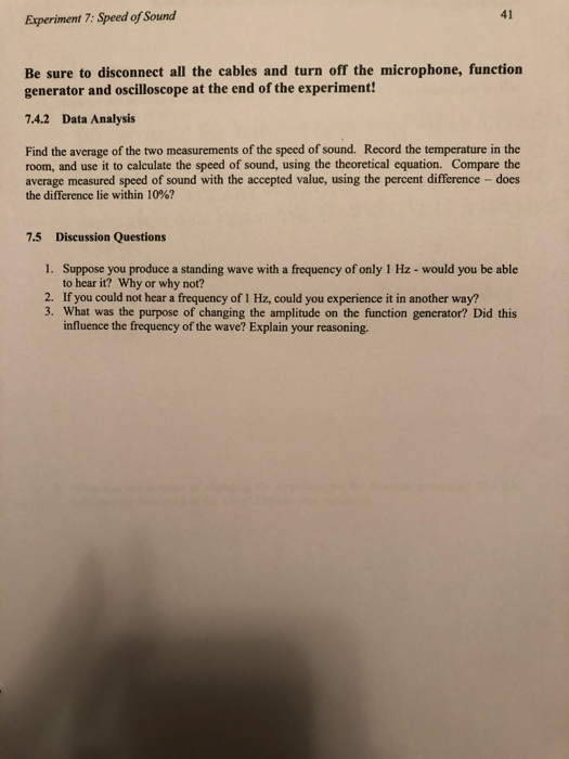 Solved 37 Experiment 7: Speed of Sound Experiment 7 Speed of | Chegg.com