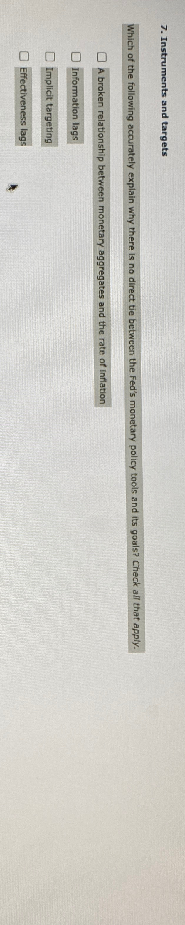 Solved Instruments and targetsWhich of the following | Chegg.com