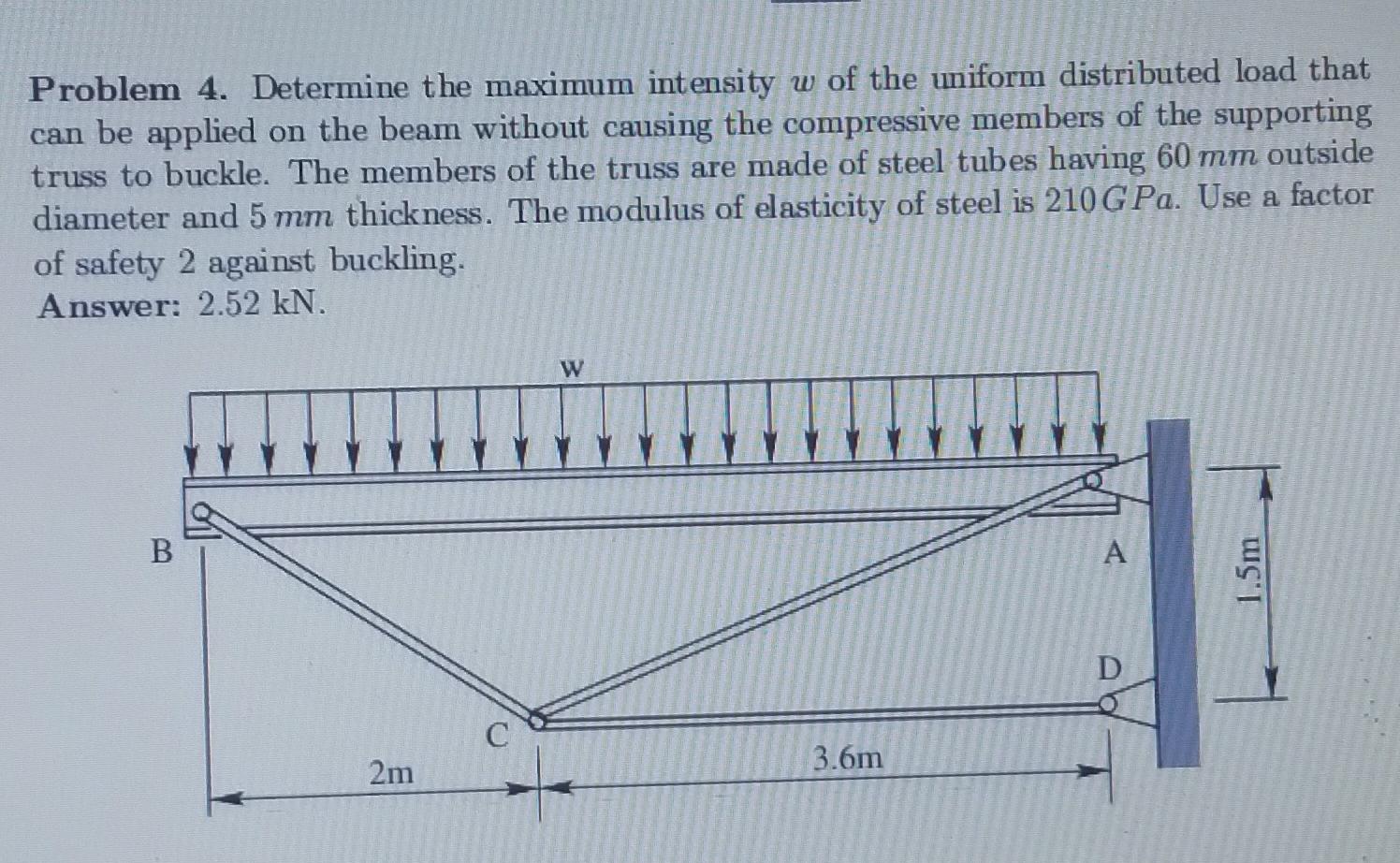 Solved Problem 4. Determine the maximum intensity w of the | Chegg.com