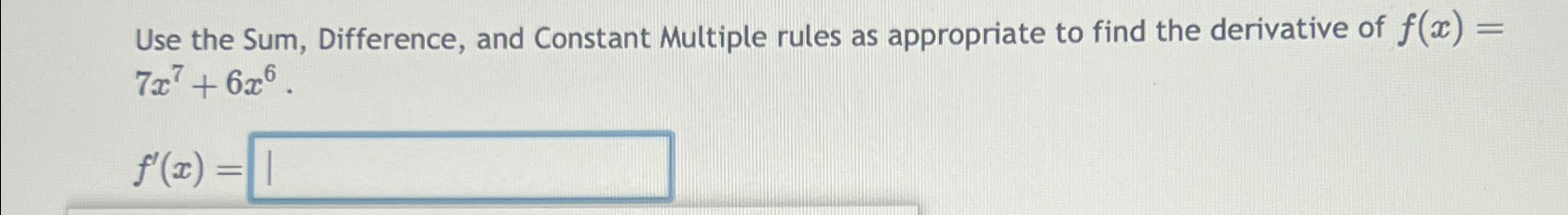 Solved Use the Sum, Difference, and Constant Multiple rules | Chegg.com