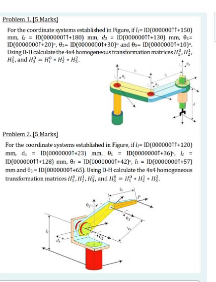 Solved Problem 1. [5 ﻿Marks]For the coordinate systems | Chegg.com