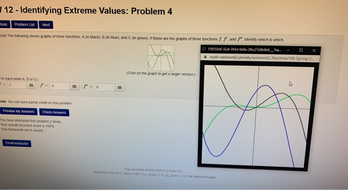 Solved 12 - Identifying Extreme Values: Problem 4 mous | Chegg.com