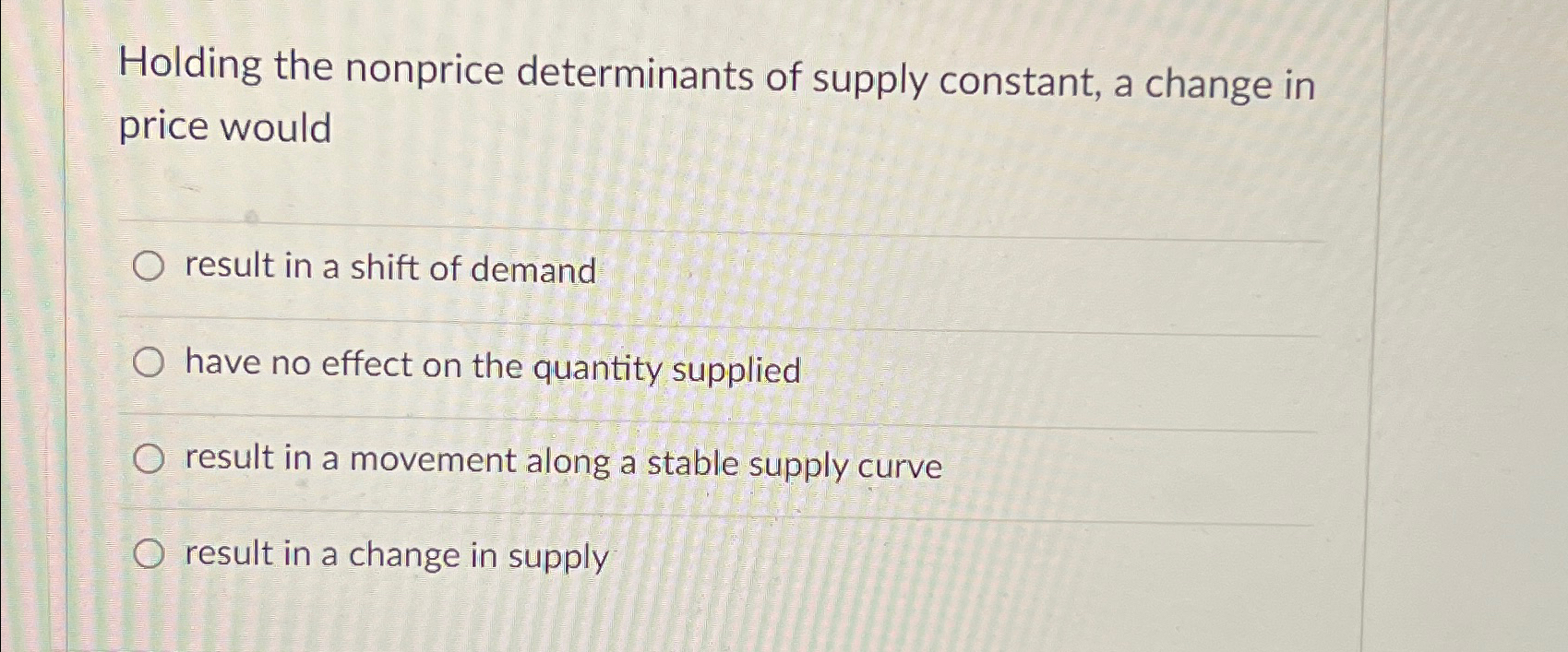 Solved Holding the nonprice determinants of supply constant, | Chegg.com