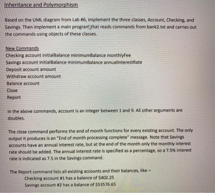 Solved Inheritance and Polymorphism Based on the UML diagram | Chegg.com