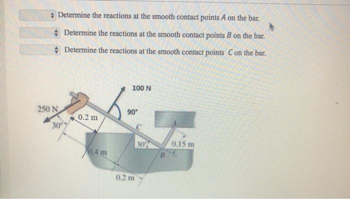 Solved Determine the reactions at the smooth contact points | Chegg.com