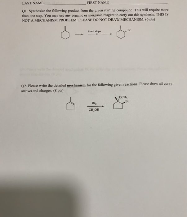 Solved LAST NAME FIRST NAME Q1. Synthesize the following | Chegg.com