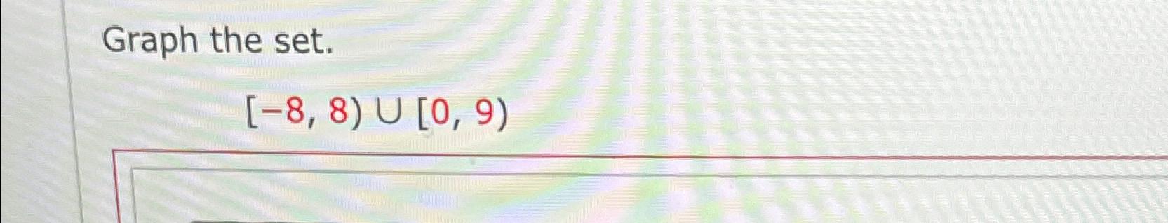 Solved Graph the set.[-8,8)∪[0,9) | Chegg.com