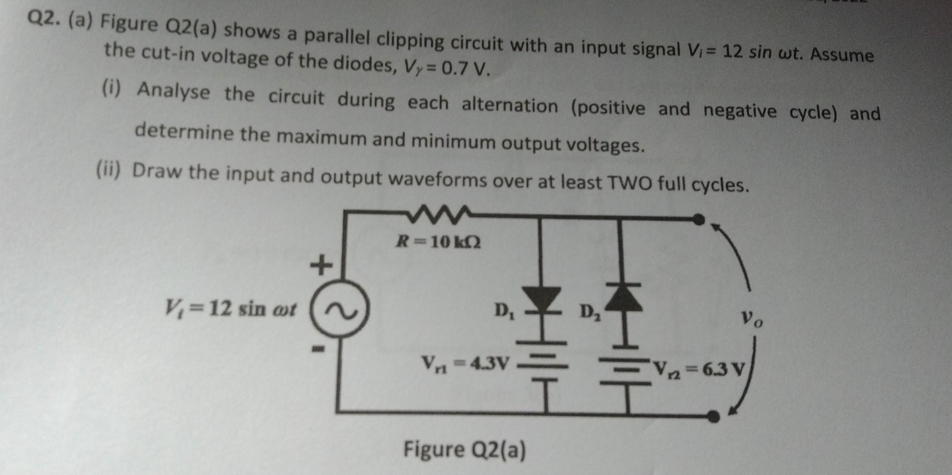 Solved 22. (a) Figure Q2(a) shows a parallel clipping | Chegg.com